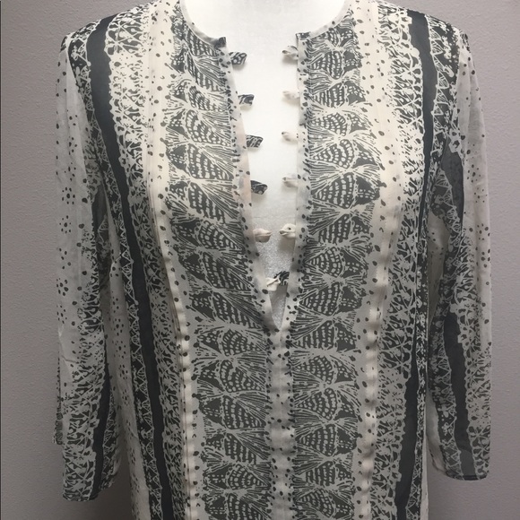 CAbi | Tops | Cabi Tunic Top Sz M 867 Sheer Beatnik Black Ivory | Poshmark